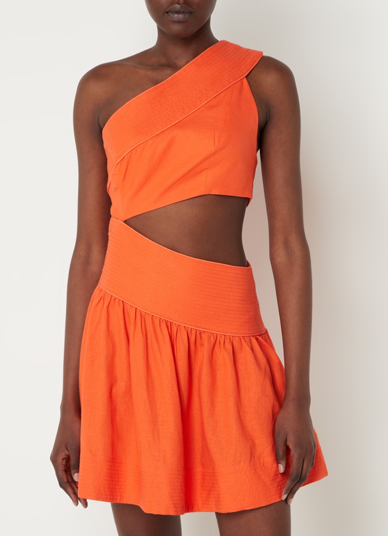 FARM Rio Asymmetrische mini jurk met cut-out • Oranje • de Bijenkorf