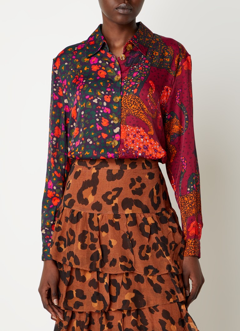 FARM Rio Bright Leopard blouse met dierenprint • Bordeauxrood • de ...