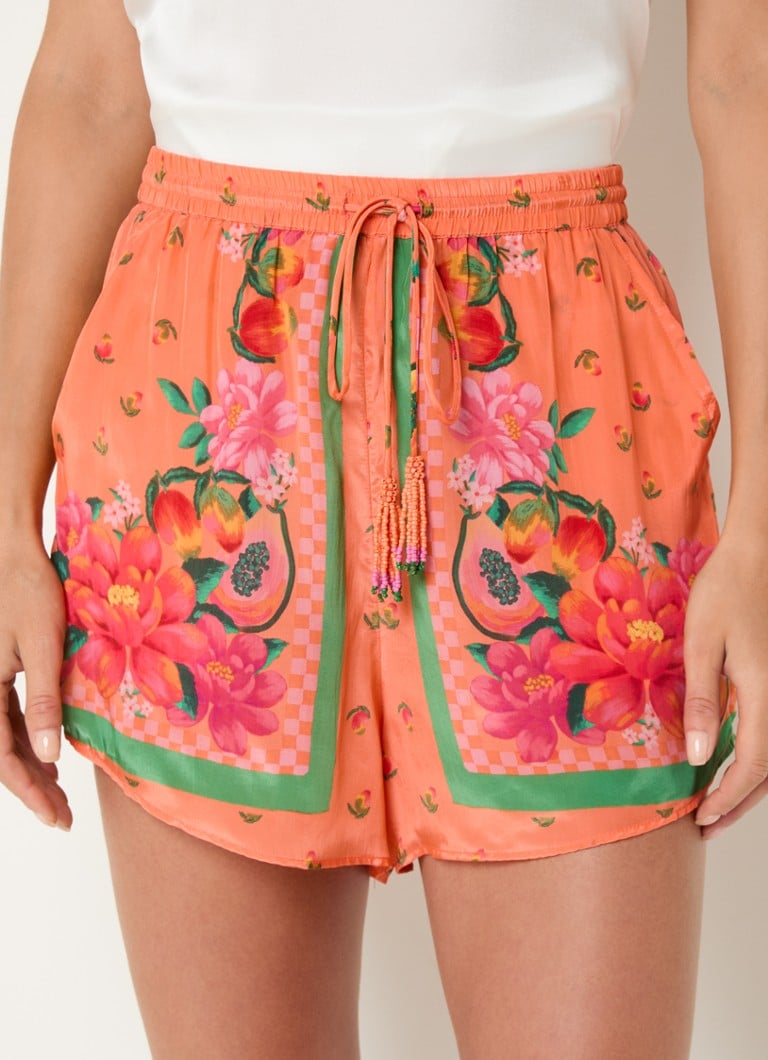 Farm Rio High waist straight fit korte broek met print • Oranje • de ...