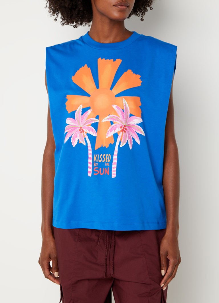 Farm Rio Kissed By The Sun mouwloze top met print • Kobaltblauw • de ...