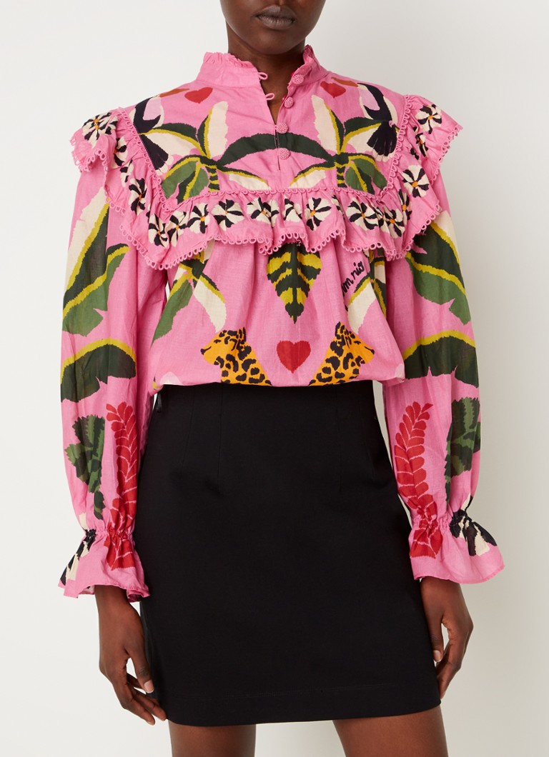 FARM Rio Leopardo Forest tuniek met print en ruches • Roze • de Bijenkorf