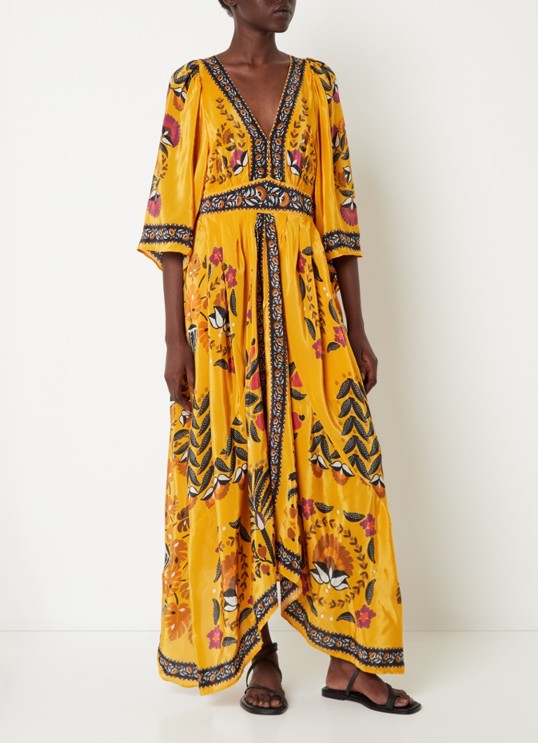 Farm Rio Tropical maxi tuniekjurk met print • Okergeel • de Bijenkorf