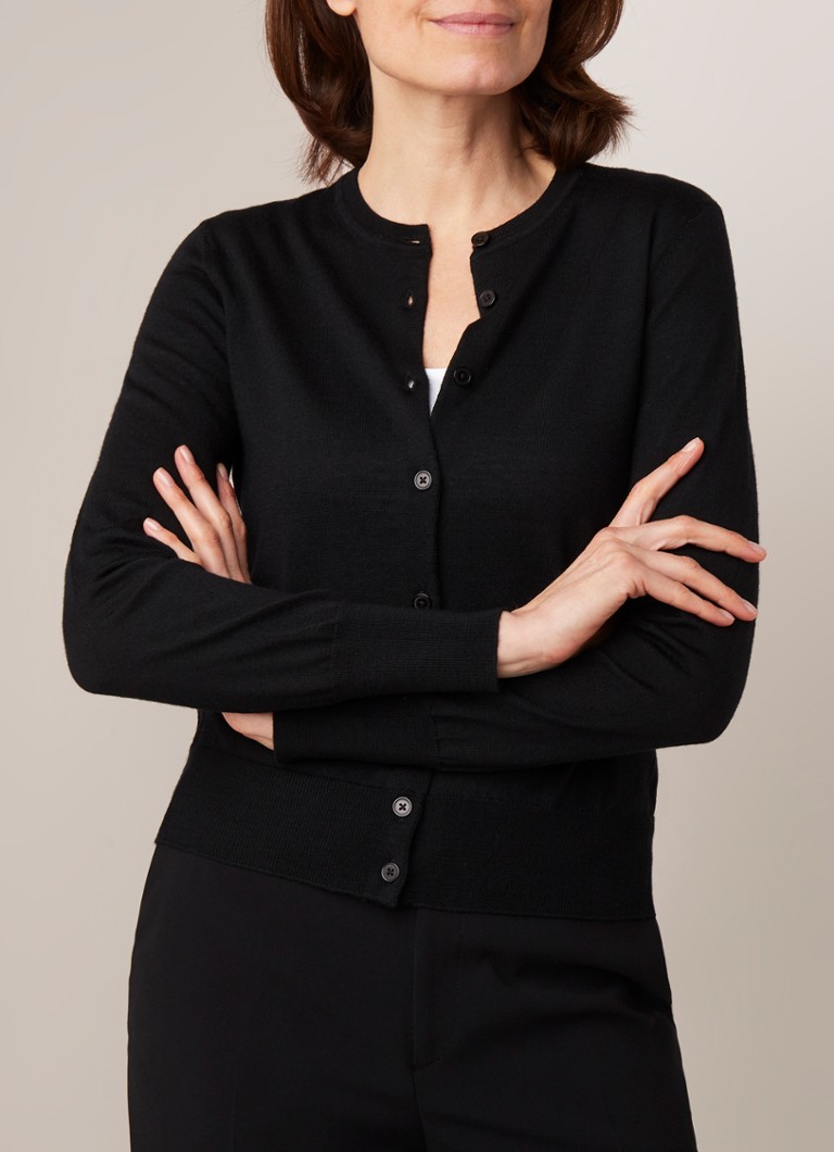 Filippa K Vest van wol met knoopsluiting • Zwart • de Bijenkorf