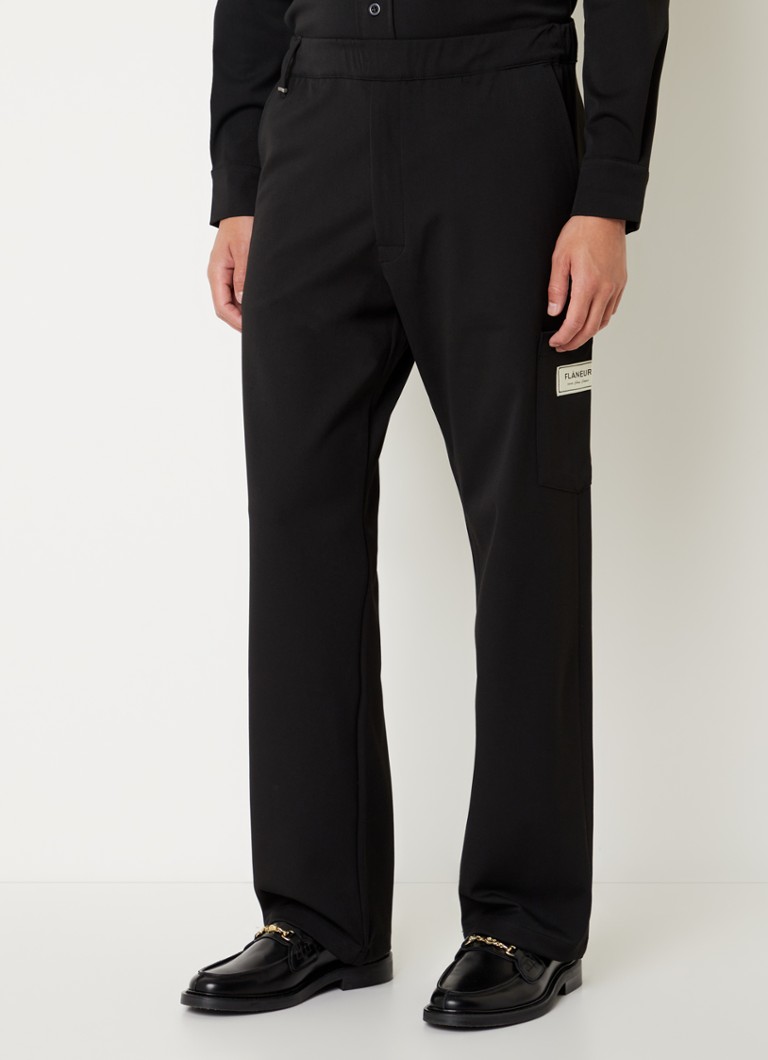 FLÂNEUR Atelier straight fit pantalon met steekzakken en logo • Zwart ...
