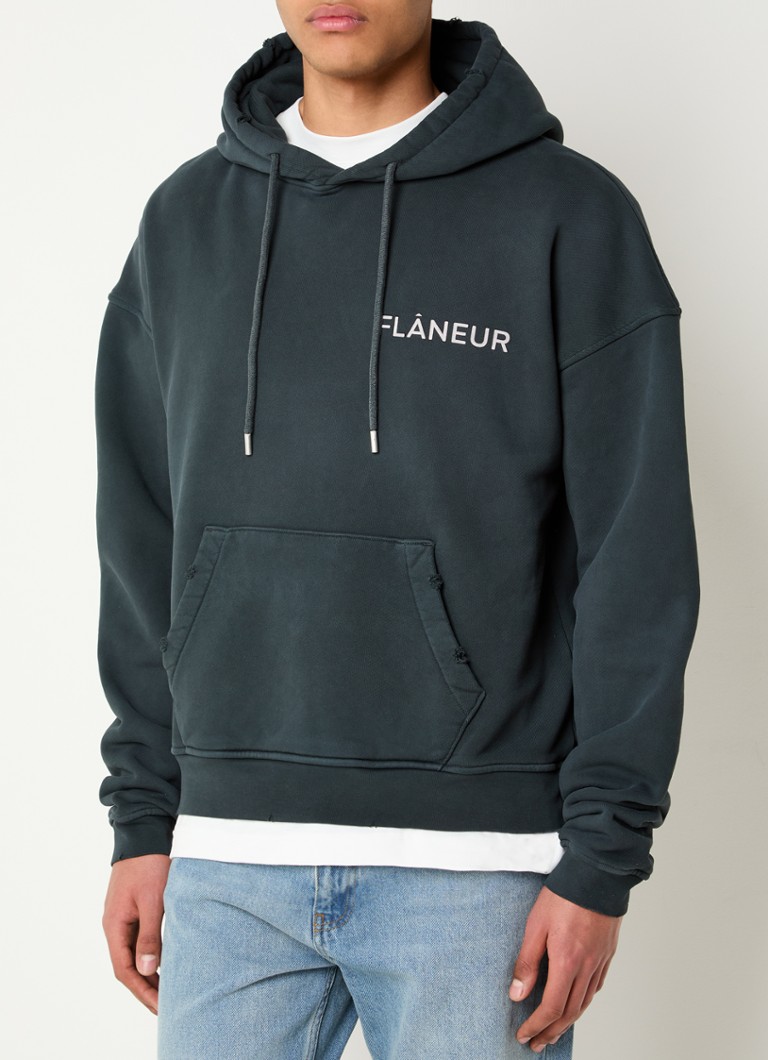 FLÂNEUR Hoodie met logo- en backprint • Antraciet • de Bijenkorf