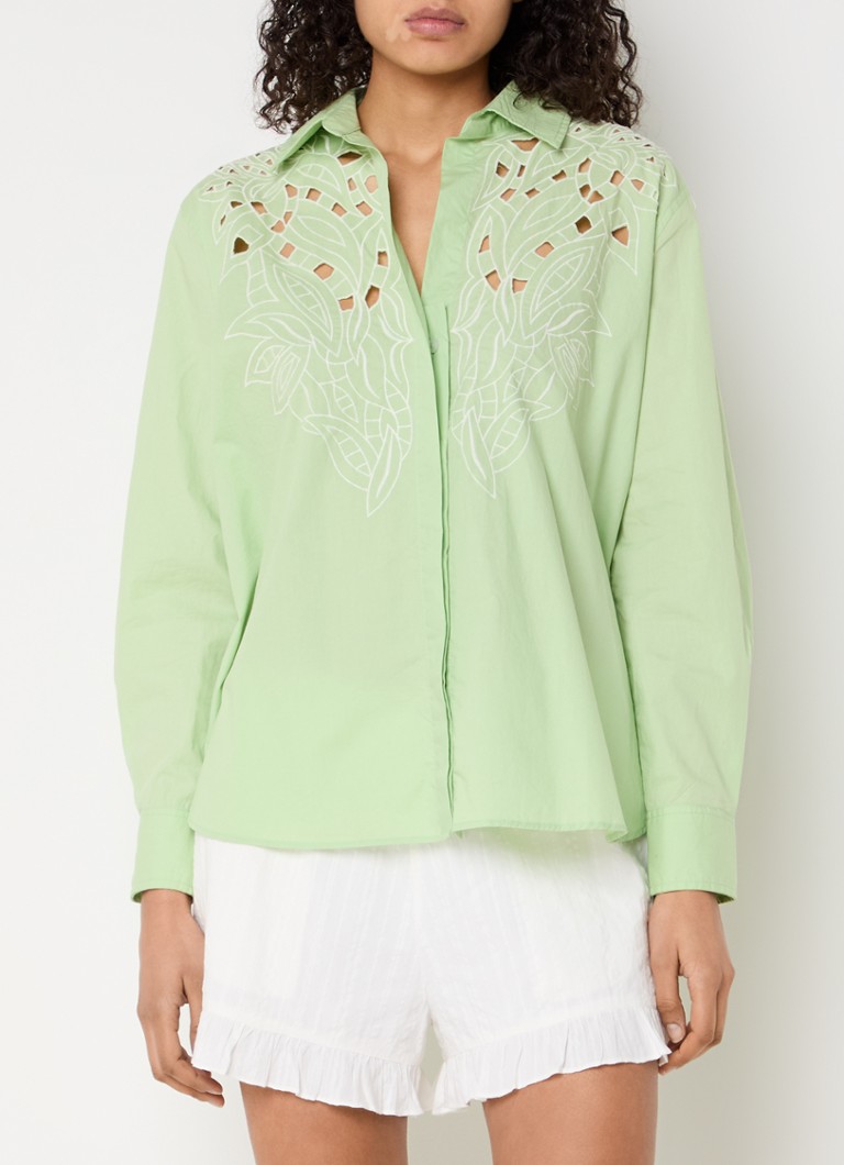 French Connection Cambria blouse met broderie • Lichtgroen • de Bijenkorf