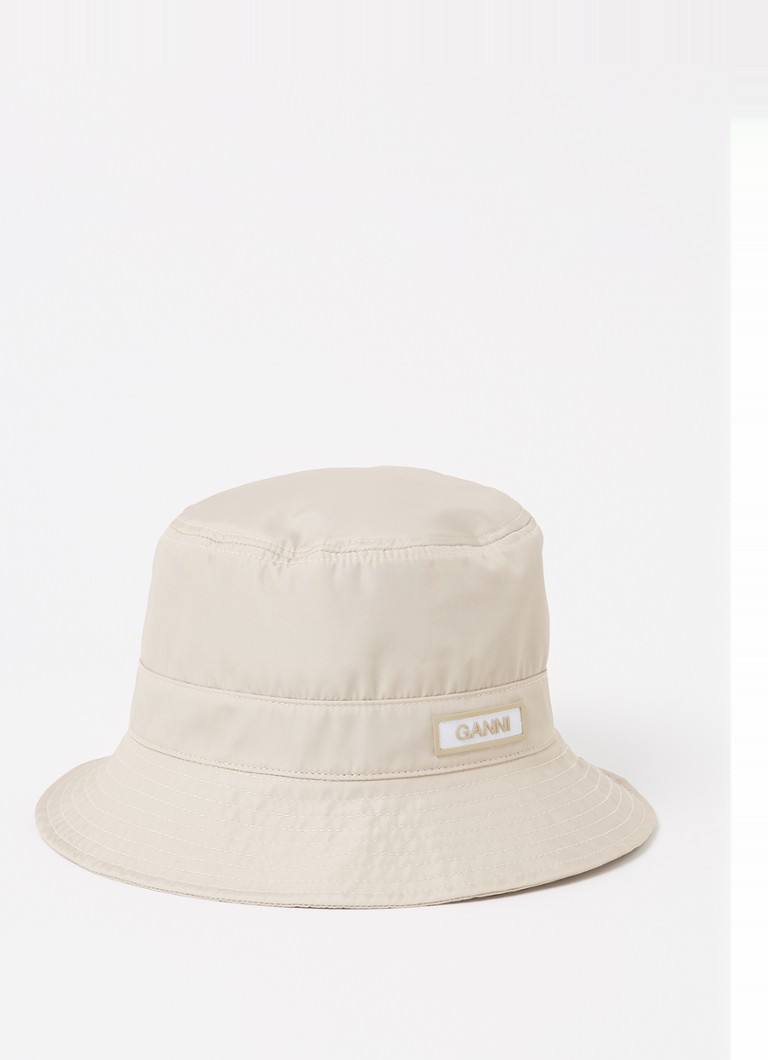 Ganni Bucket hoed met logo • Donkerbeige • de Bijenkorf