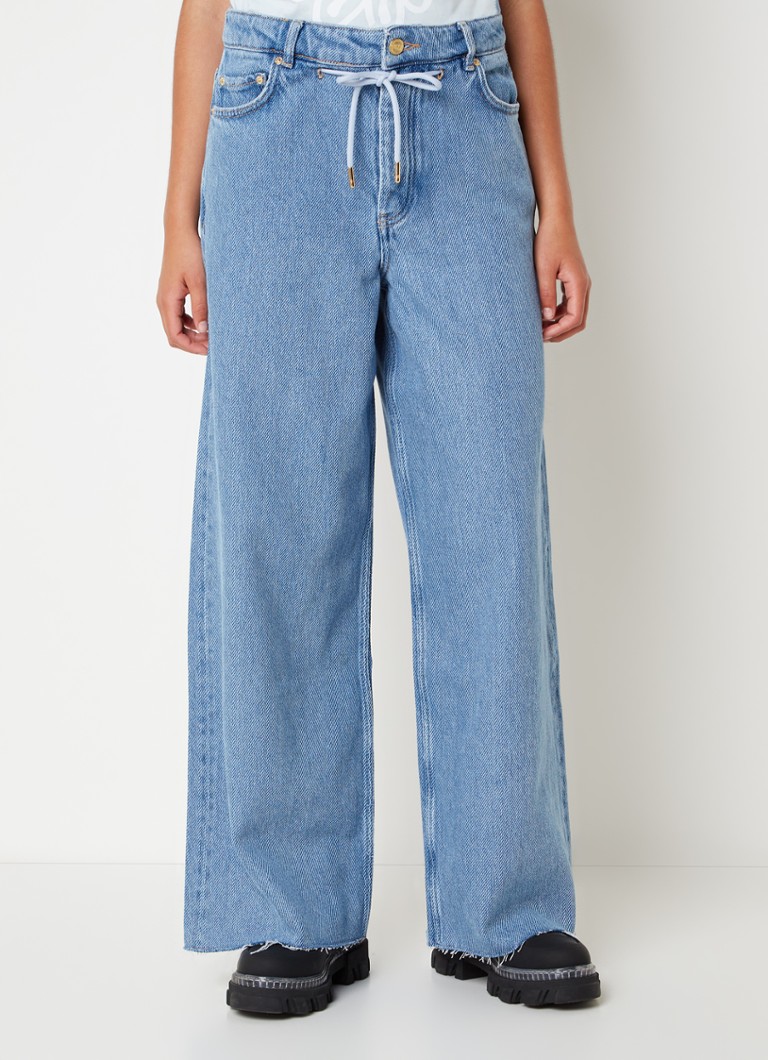 Ganni High waist wide fit jeans met trekkoord • Indigo • de Bijenkorf