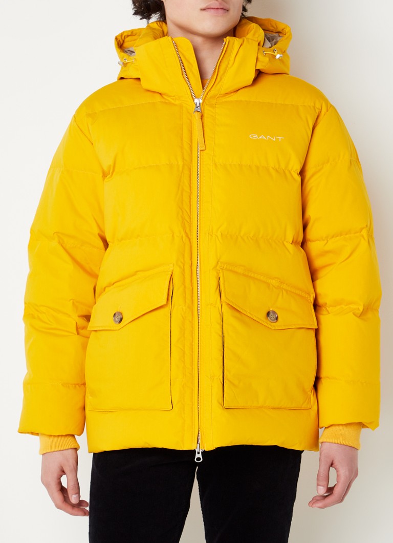 Gant Alta puffer jack met donsvulling en afneembare capuchon • Geel ...