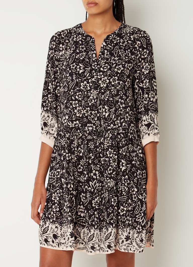 Gerard Darel Eliette mini tuniekjurk met bloemenprint • Zwart • de ...