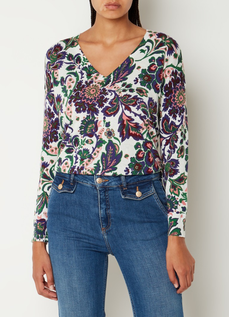 Gerard Darel Lylou longsleeve in linnenblend met bloemenprint • Paars • de Bijenkorf