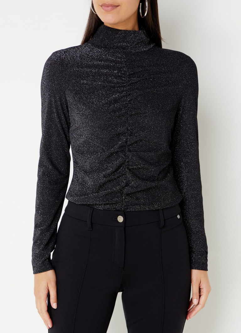 Gerry Weber Top met col en lurex • Zwart • de Bijenkorf
