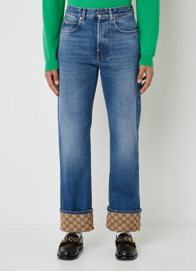 Gucci Loose fit jeans met logoprint • Indigo • de Bijenkorf