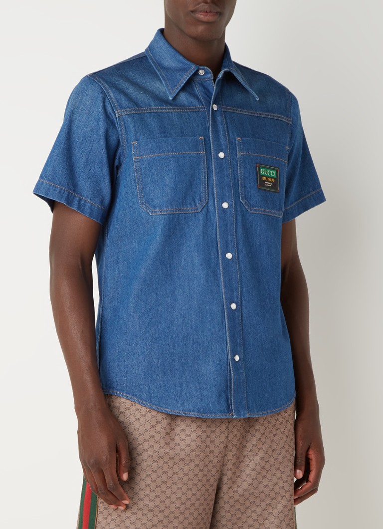 Gucci Regular fit overhemd van denim met borstzakken • Indigo • de ...
