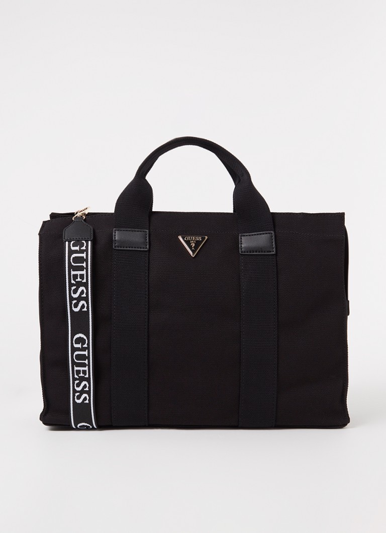 GUESS Handtas van canvas met afneembare schouderriem • Zwart • de Bijenkorf