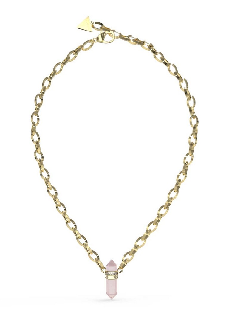 GUESS Ketting met roze kwarts JUBN03117JWYGRST-U • Goud • de Bijenkorf