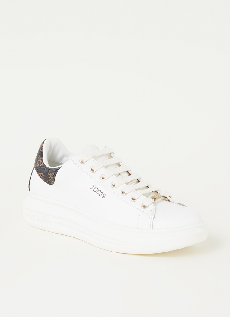 GUESS Salerno sneaker met leren details • Wit • de Bijenkorf