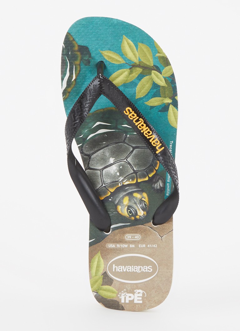 Havaianas Turtle slipper met logo • Zeegroen • de Bijenkorf
