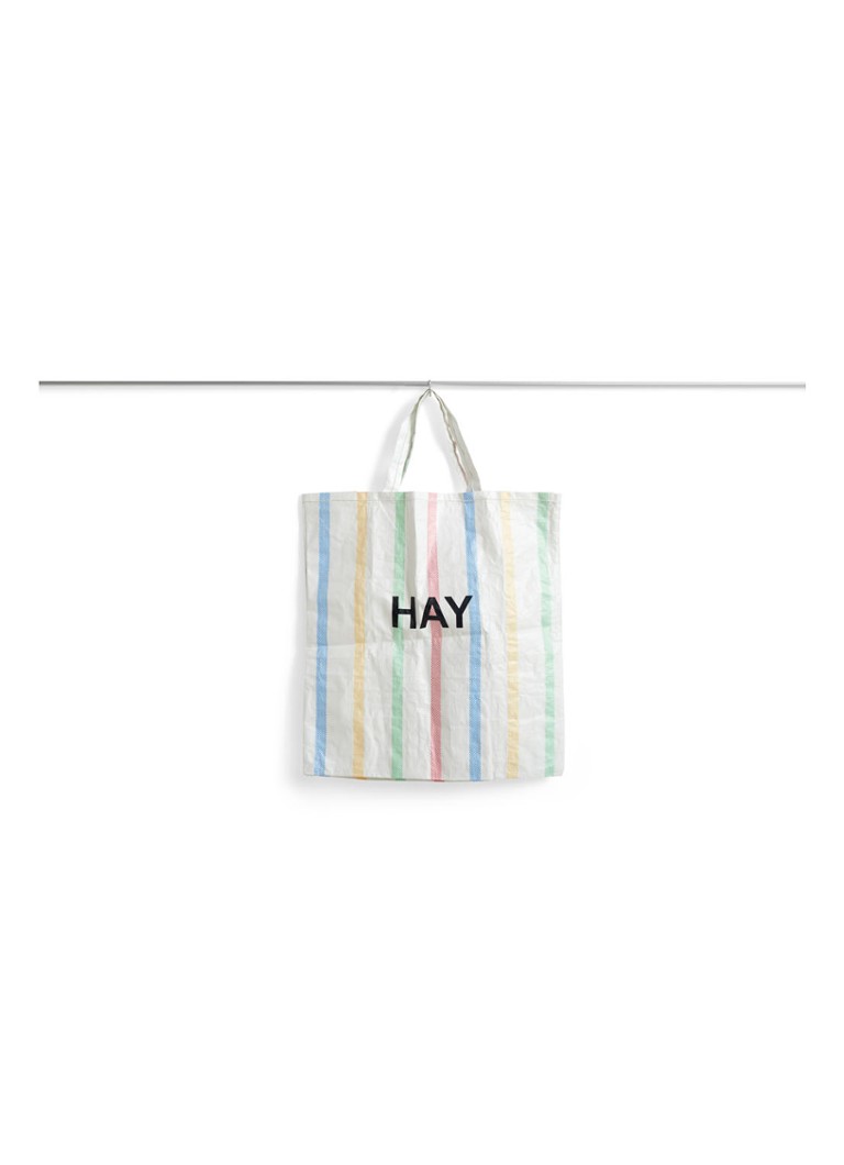 Hay Candy Stripe XL shopper met logo • Gebroken wit • de Bijenkorf