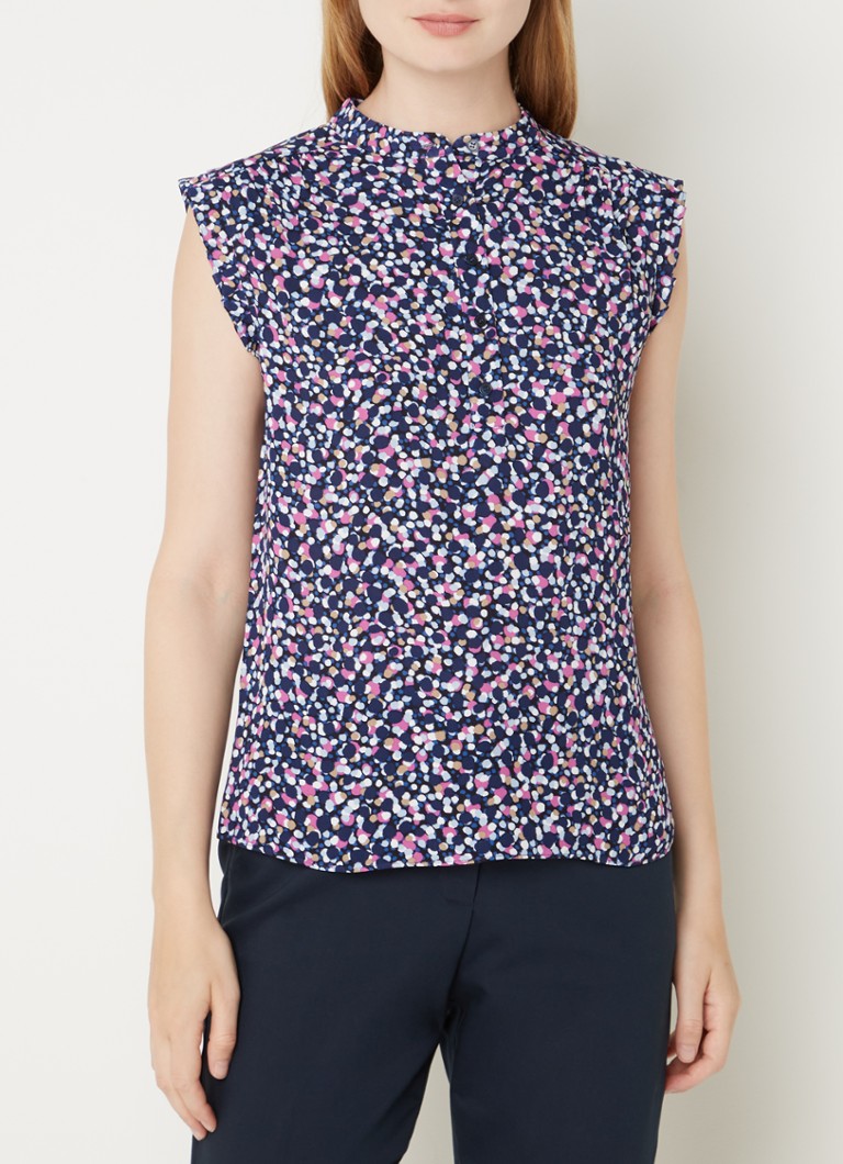 Hobbs Elida top met print en plooidetail • Donkerblauw • de Bijenkorf