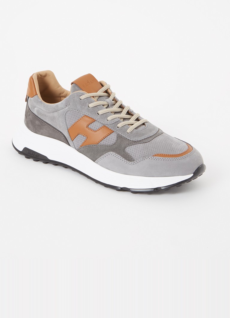 Hogan Hyperlight sneaker van suède met leren details • Grijs • de Bijenkorf