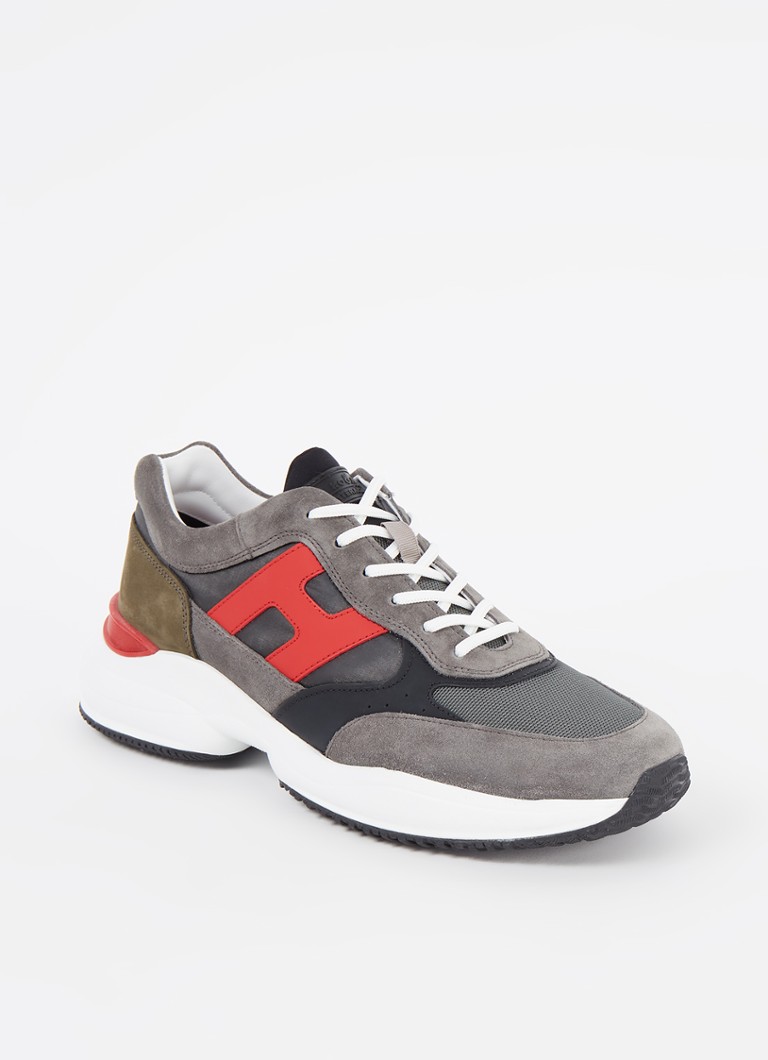 Hogan Interaction sneaker van nubuck met suède details • Middengrijs ...