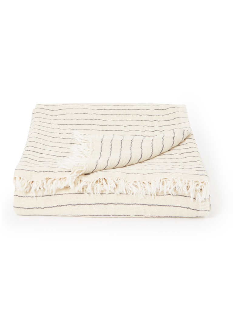 House Doctor Alice Stripe plaid van katoen 200 x 140 cm • Donkerbeige ...