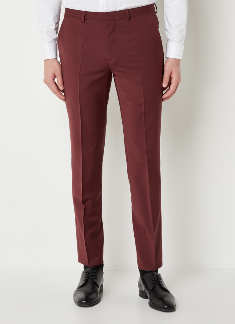HUGO BOSS Arti Hesten slim fit 2-delig pak in wolblend • Roodbruin • de ...