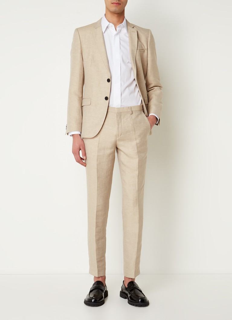 HUGO BOSS Arti/Hesten232X slim fit 2-delig pak in linnenblend • Beige ...