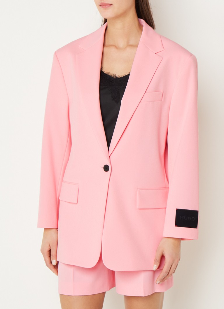 HUGO BOSS Asabella blazer met logopatch • Lichtroze • de Bijenkorf