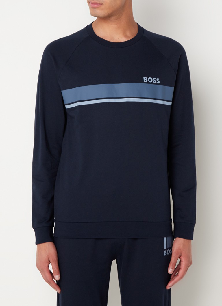 HUGO BOSS Authentic sweater met logoprint • Blauw • de Bijenkorf