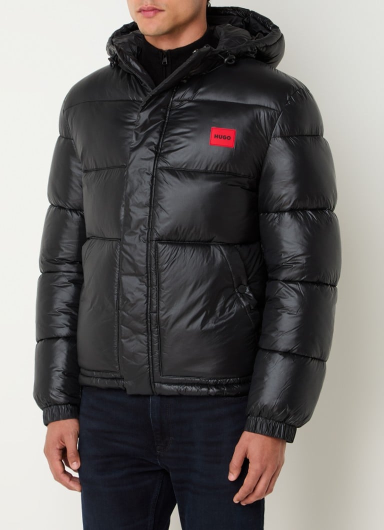 HUGO BOSS Baro puffer jack met logo en capuchon • Zwart • de Bijenkorf