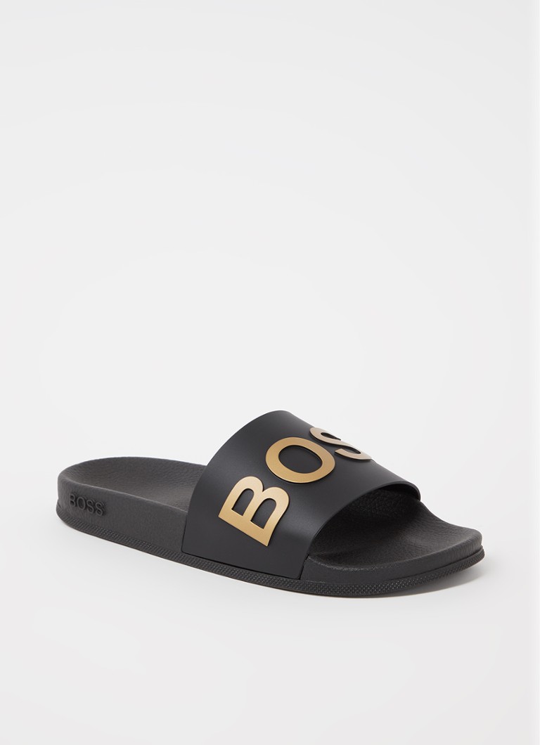 HUGO BOSS Bay slipper met logo • Goud • de Bijenkorf