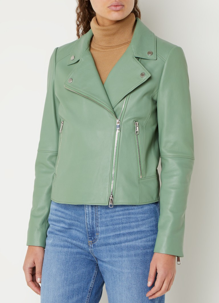 HUGO BOSS Bikerjack van schapenleer met ritszakken • Groen • de Bijenkorf