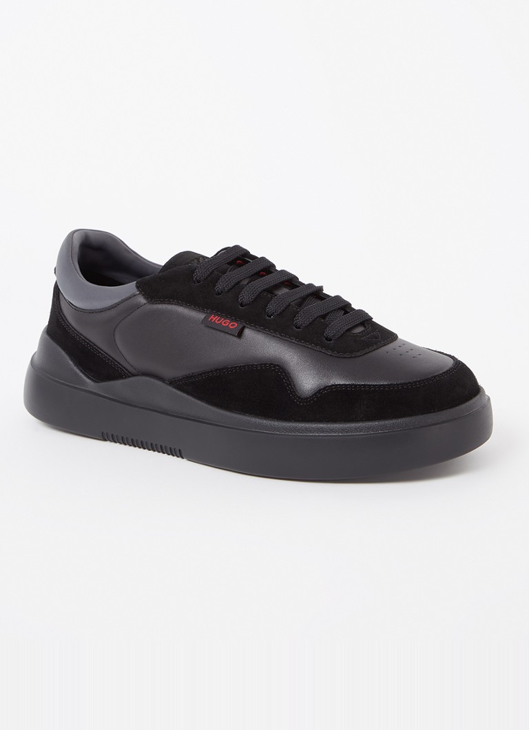 HUGO BOSS Blake sneaker van leer met suède details • Zwart • de Bijenkorf