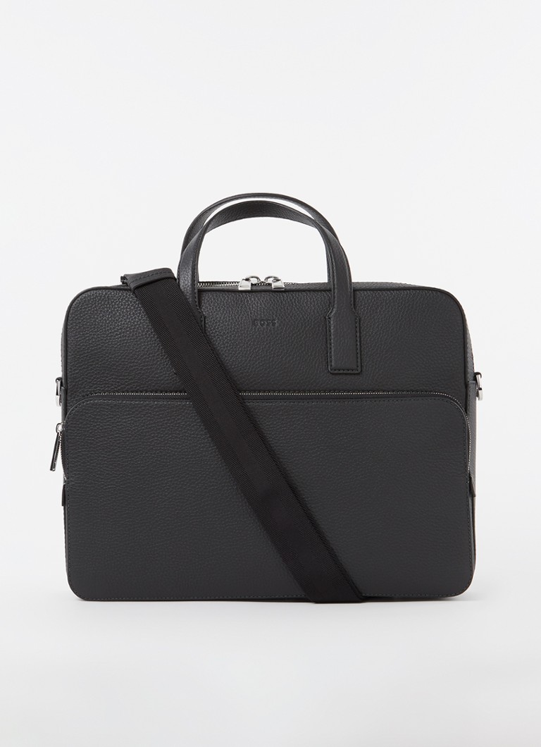 HUGO BOSS Businesstas van leer met 14 inch laptopvak • Zwart • de Bijenkorf