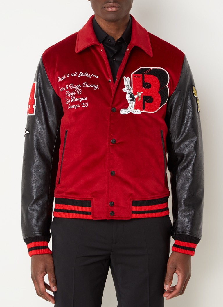 HUGO BOSS Coney gewatteerd baseball jack met logopatch • Steenrood • de ...