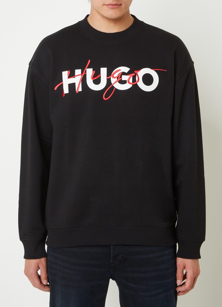 HUGO BOSS Droyko sweater met logoprint • Zwart • de Bijenkorf