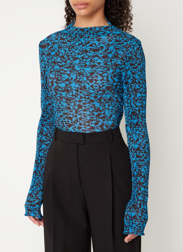 HUGO BOSS Esami semi-transparante top van mesh met print • Blauw • de ...