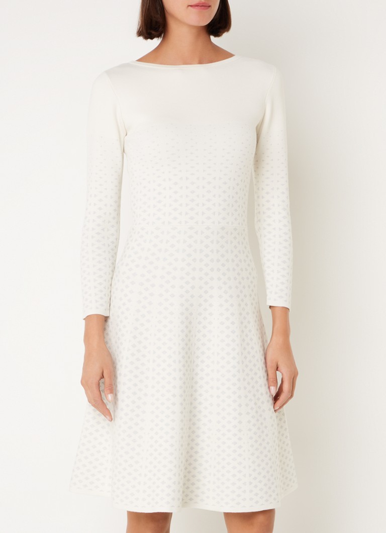 HUGO BOSS Famme A-lijn mini jurk met jacquard dessin en lurex • Creme ...