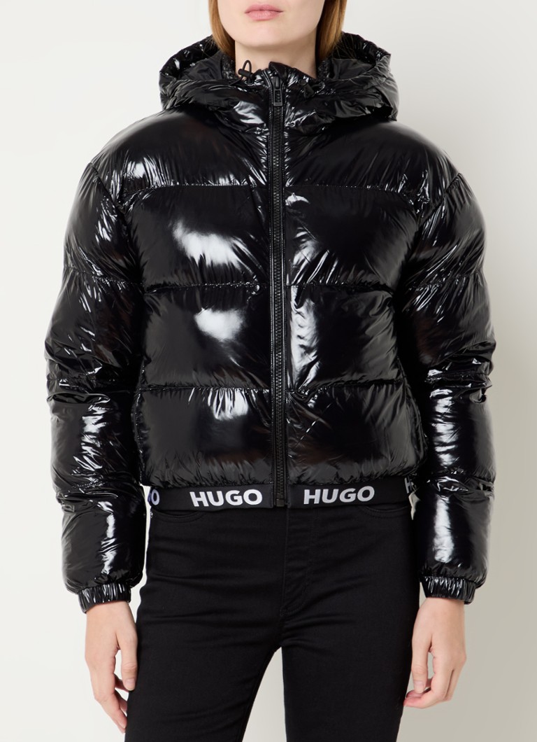 HUGO BOSS Faryne puffer jack met glanzende finish en logo • Zwart • de ...