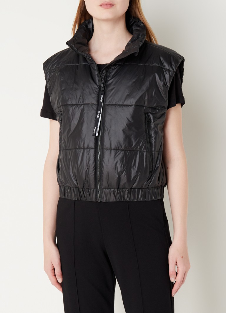 HUGO BOSS Felere cropped bodywarmer met logo en ritszakken • Zwart • de ...