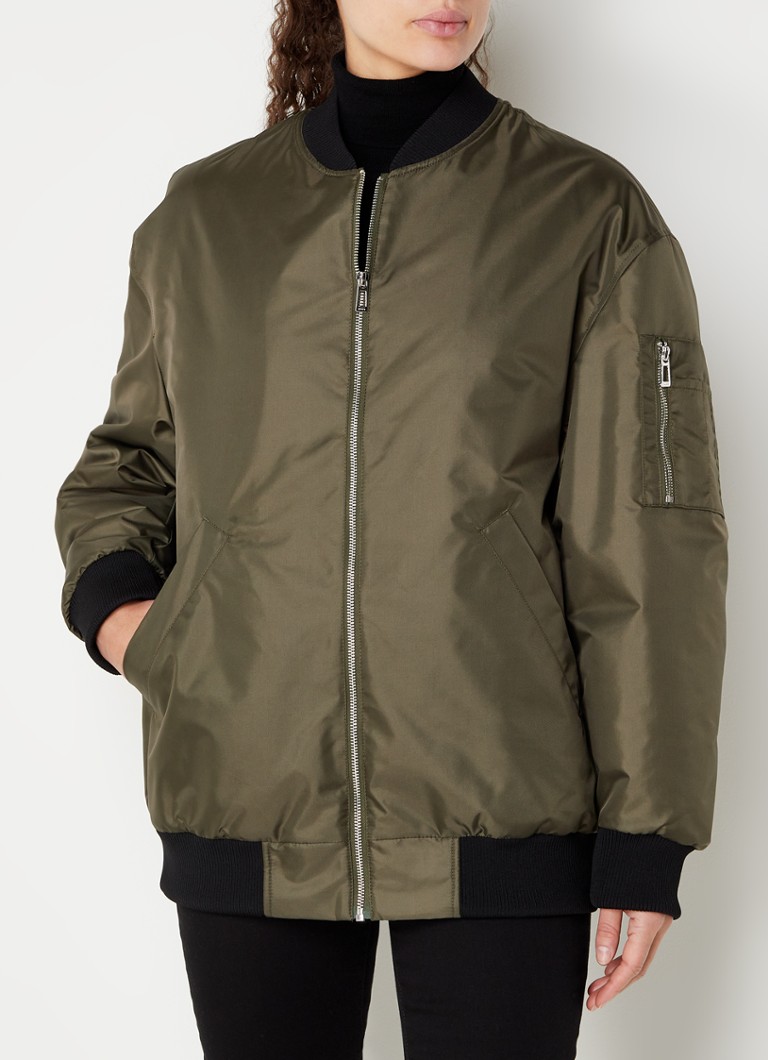 HUGO BOSS Fillippa gewatteerde bomberjack met steekzakken • Donkergroen • de Bijenkorf