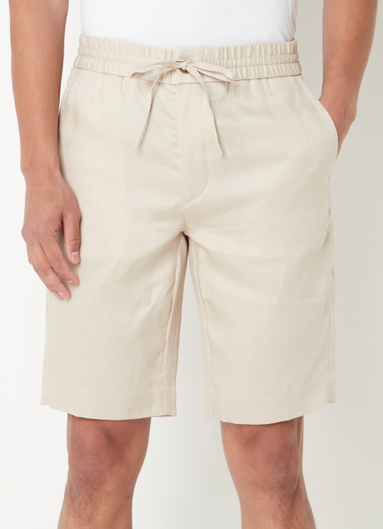 HUGO BOSS Gyte slim fit korte broek in linnenblend met steekzakken ...