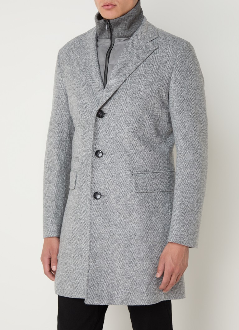 HUGO BOSS H-Hyde mantel in scheerwolblend met uitneembare binnenkraag ...
