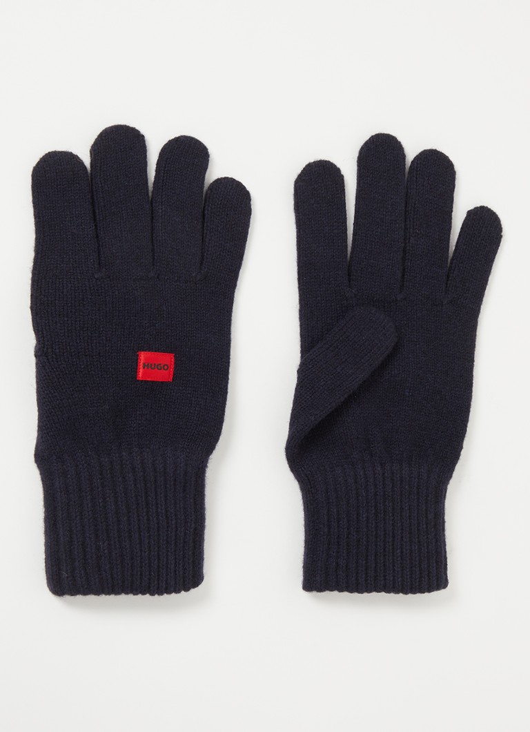 HUGO BOSS Handschoenen in wolblend met logo • Blauw • de Bijenkorf