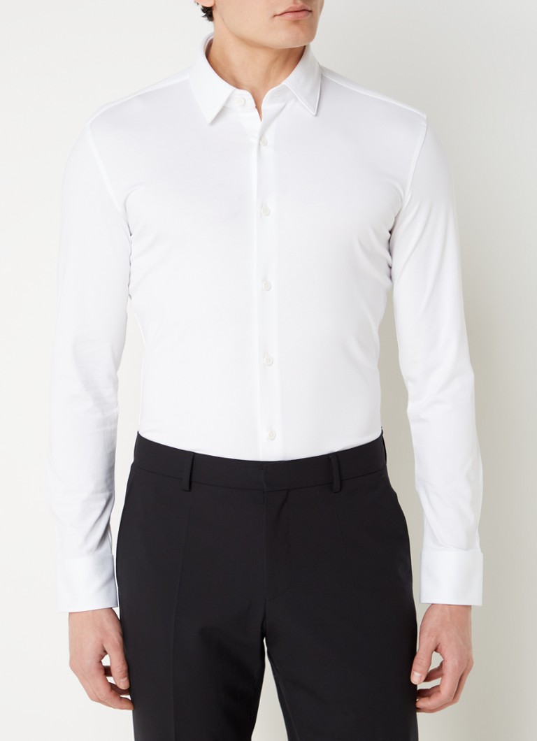 HUGO BOSS Hank slim fit overhemd met stretch • Wit • de Bijenkorf