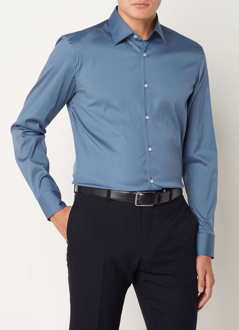 HUGO BOSS Hank slim fit overhemd met stretch • Blauw • de Bijenkorf