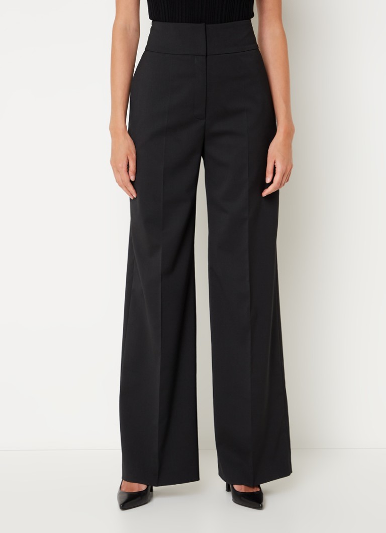 HUGO BOSS Himia high waist straight fit pantalon in wolblend met ...