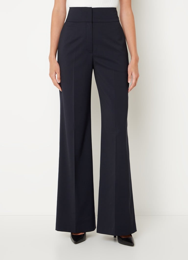 HUGO BOSS Himia high waist straight fit pantalon in wolblend met ...